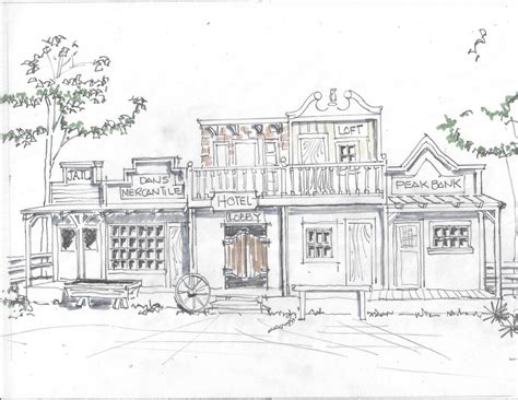 Western Town Drawing At Explore Collection Of