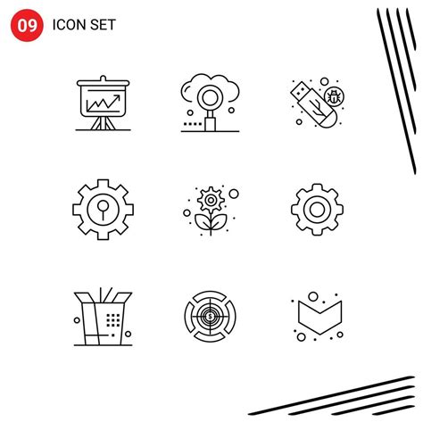 User Interface Pack Of 9 Basic Outlines Of Protection Keyhole Optimization Virus Storage