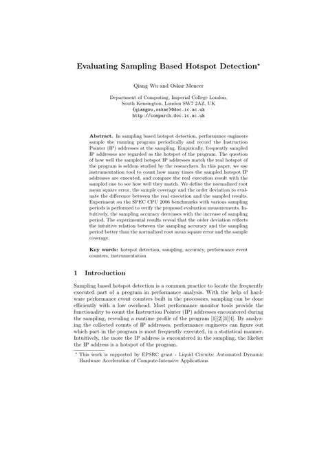 Pdf Evaluating Sampling Based Hotspot Detection