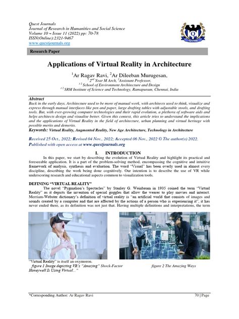 applications of virtual reality in archi pdf virtual reality