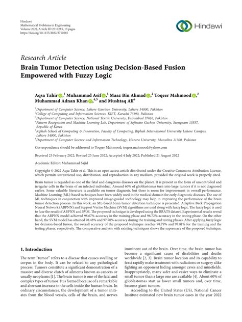 Pdf Brain Tumor Detection Using Decision Based Fusion Empowered With