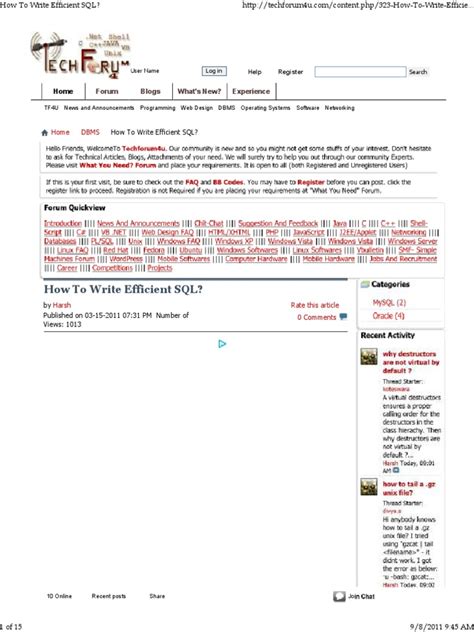 Howhow To Write Efficient Sql To Write Efficient Sql Pdf Database