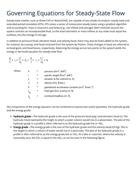 Governing Equations For Steady State Flow Governing Equations For Steady State Flow Steady