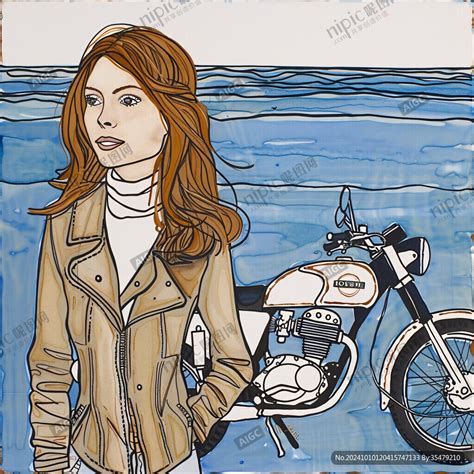 Ai创作图手绘女孩子青春装饰画 手绘人物装饰画 阿根廷插画手绘装饰画 时尚人物现代装饰画 甜蜜骑自行车手绘人物 手绘线条人物装饰画 骑车的女孩