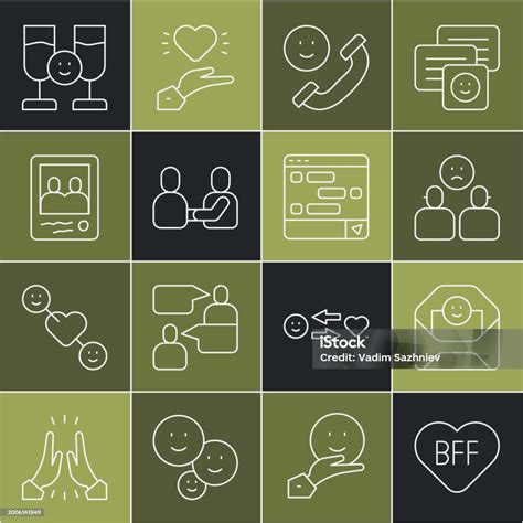 라인 Bff 또는 가장 친한 친구를 영원히 설정 복잡한 관계 수신 전화 모바일 행복한 우정의 날 가족 사진 술을 마시는 친구 및 채팅 메시지 노트북 아이콘 벡터 0명에 대한