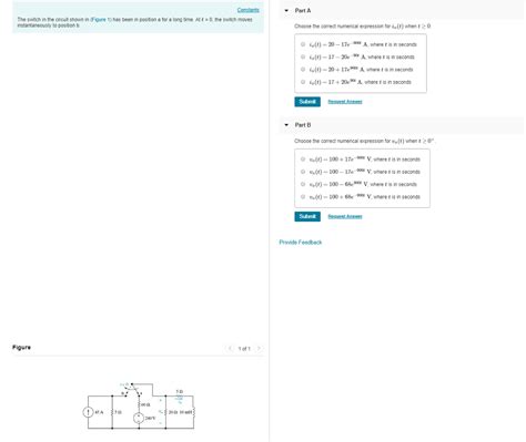 solved constants part a the switch in the circuit shown in