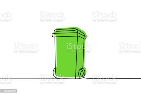휴지통은 한 줄의 컬러 연속 드로잉을 할 수 있습니다 휴지통 폐기물 컨테이너 연속 한 줄 다채로운 그림 벡터 선형 일러스트레이션 라인아트에 대한 스톡 벡터 아트 및 기타