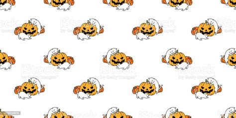 고양이 원활한 패턴 할로윈 호박 새끼 고양이 벡터 반복 벽지 타일 배경 스카프 고립 만화 캐릭터 낙서 일러스트 디자인 10월에