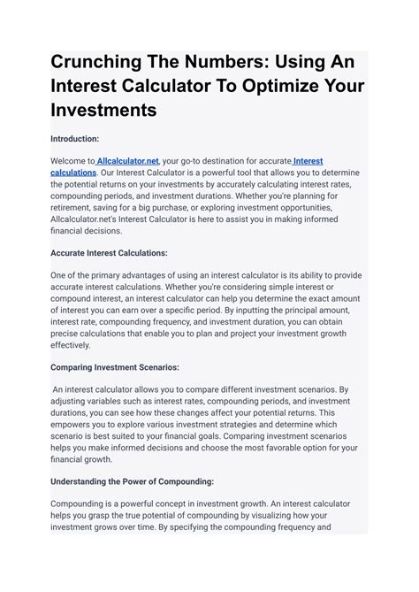 ppt crunching the numbers using an interest calculator to optimize