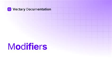 Modifiers Vectary Documentation