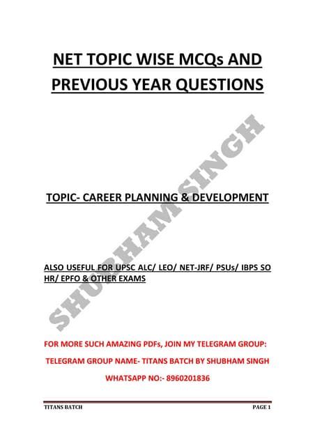 Career Planning And Development Net Pyqs And Mcqs 1pdf