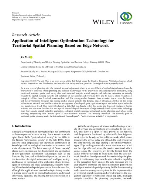 Pdf Application Of Intelligent Optimization Technology For Territorial Spatial Planning Based