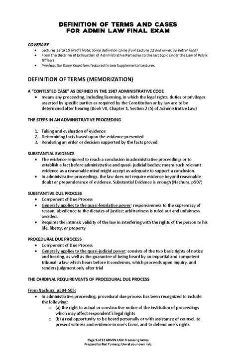 admin law cramming notes finals page 1 of 12 admin law cramming