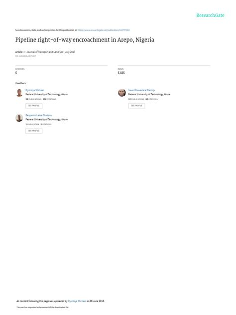 Pipeline Right Of Way Encroachment In Arepo Nigeri Pdf Pipeline