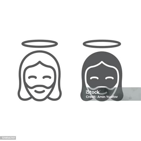 예수 그리스도 인간 라인과 문양 아이콘 종교와기도 예수 기호 벡터 그래픽 흰색 배경에 선형 패턴 Eps 10 10에 대한 스톡