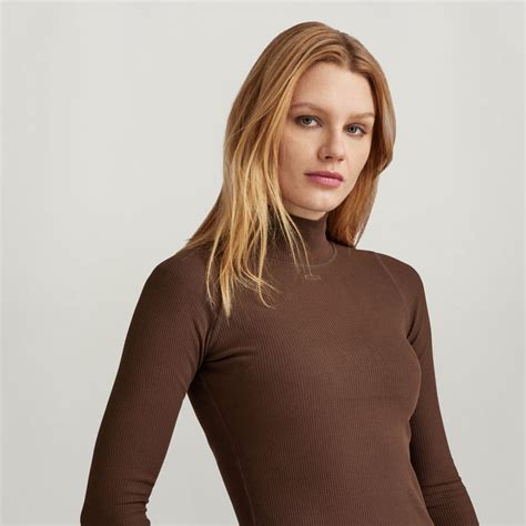 Slim Rib Dress Mock Brown G Star® Us