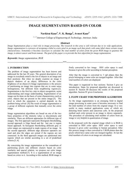 Image Segmentation Based On Color Pdf Graphics Software Computer