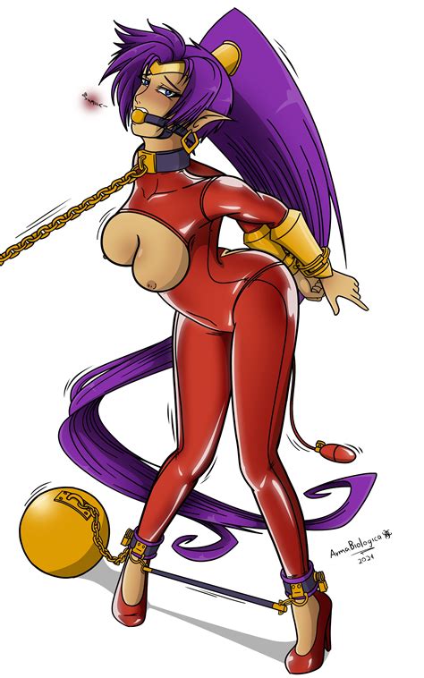 Rule 34 1girls Armabiologica Arms Held Back Ball And Chain Ball Gag Bare Breasts Bondage Boob