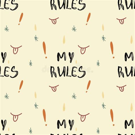 My Rules Motivation Phrase Beige Seamless Pattern Stock Illustration