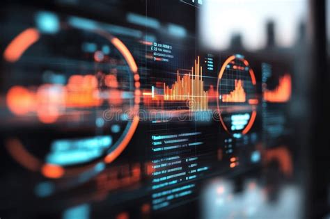 A Computer Screen Displays A Series Of Graphs And Numbers Stock Illustration Illustration Of