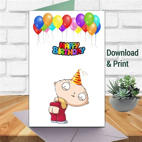 Stewie Griffin Birthday Card Printable Greeting Cards Etsy