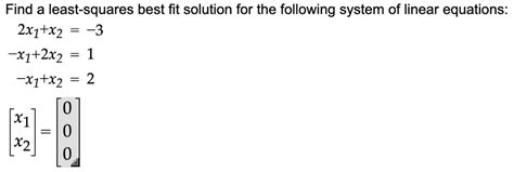 Solved Find A Least Squares Best Fit Solution For The Chegg