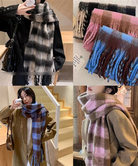 체크목도리하이틴룩 체크 롱 빅 머플러 러블리 로맨틱 겨울 봄 목도리