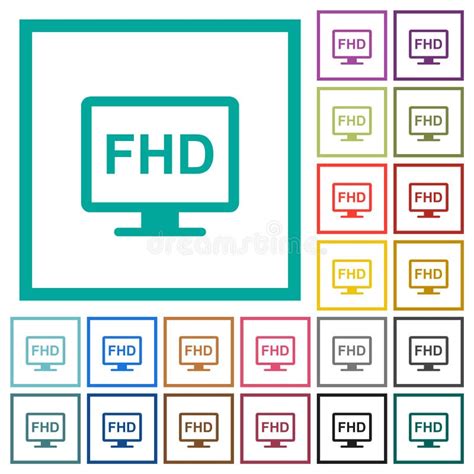 Full Hd Display Flat Color Icons With Quadrant Frames Stock Vector Illustration Of Video