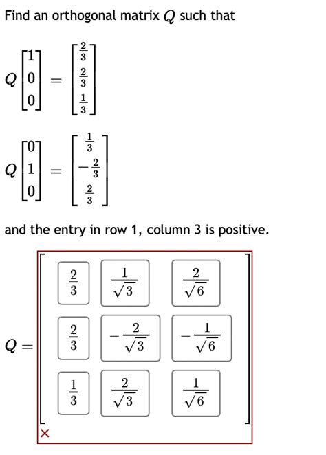 Solved Find An Orthogonal Matrix Q Such That Chegg