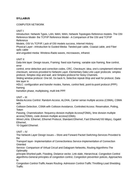 Syllabus Pdf Ethernet Computer Network