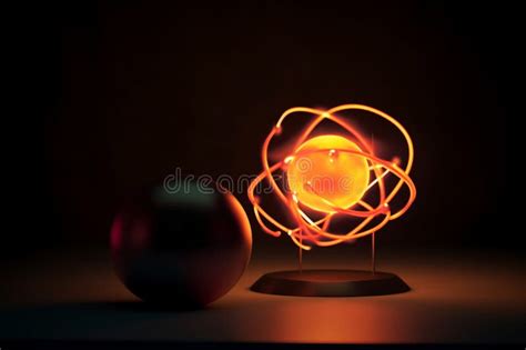 Abstract And Surreal Atom Model Lightning And Visualization Stock