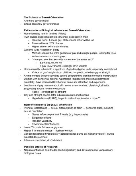 Soc 152a Lecture 22 Notes Baldwin The Science Of Sexual Orientation