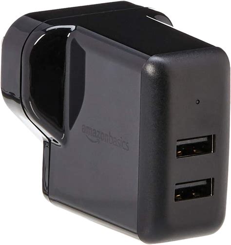 Amazon Com Amazonbasics Dual Port Usb Wall Charger Black Uk Version Cell Phones