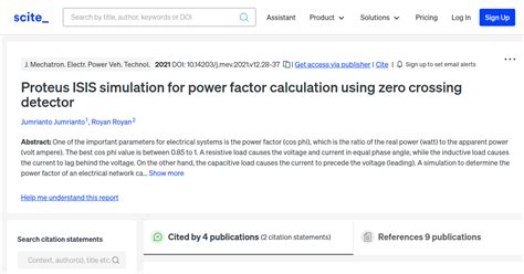 Citation Report Proteus Isis Simulation For Power Factor Calculation Using Zero Crossing Detector