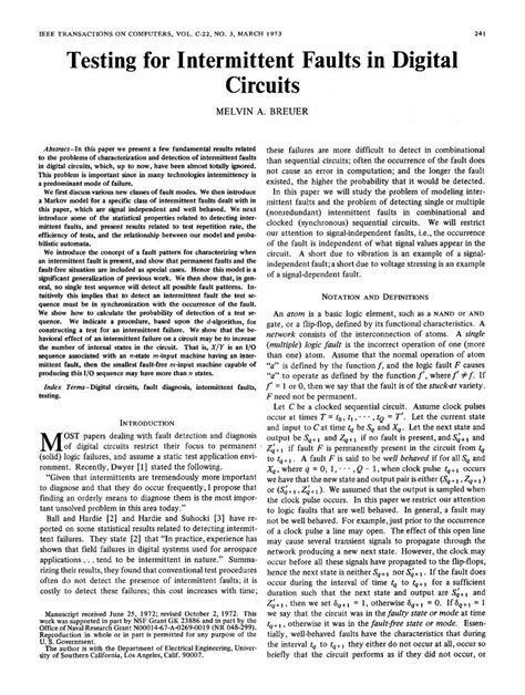 Pdf Testing For Intermittent Faults In Digital Circuits Dokumentips