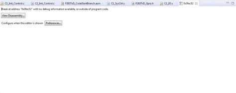ccs tms320f28375d cpu2 breaking at address 0x3fec52 with no debug