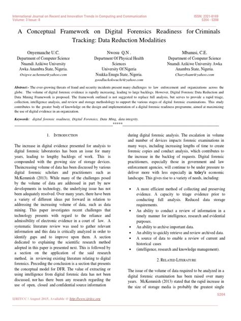 Pdf A Conceptual Framework On Digital Forensics Readiness For Criminals Tracking Data