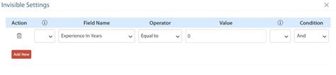 how do i make the field conditional invisible in a form cflowapps
