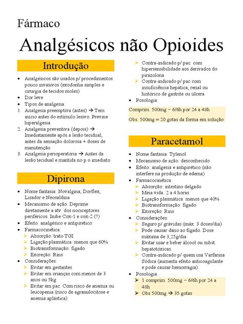 Tipos De Analgésicos Não Opioides Pdf Tratamentos Médicos