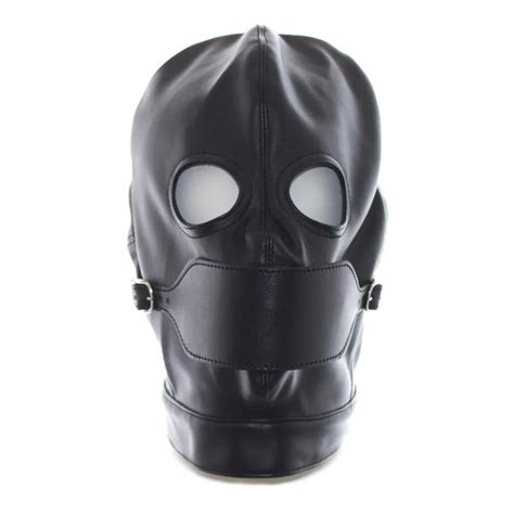 New Styles Exposed Eyes Sex Mask Whit Open Mouth Gag Leather Mask