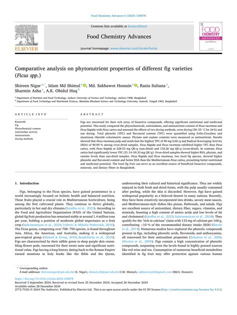 PDF Comparative Analysis On Phytonutrient Properties Of Different Fig