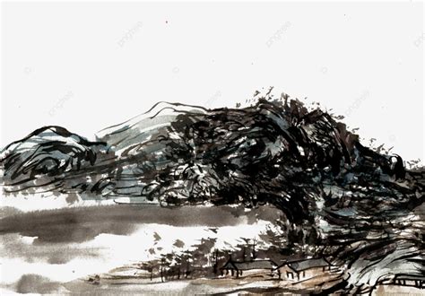 산 호수 수묵화 먹그림 조용한 Png 일러스트 및 Psd 이미지 무료 다운로드 Pngtree