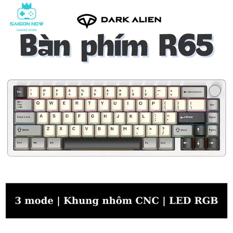 Bàn Phím Cơ Không Dây Dark Alien R65 Hotswap Khung Nhôm Thiết Kế Mạch Xuôi Led Rgb Nhiều