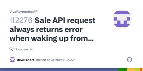 Sale Api Request Always Returns Error When Waking Up From Sleep · Issue