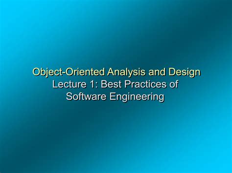 Best Practices In Object Oriented Analysis And Design Ppt