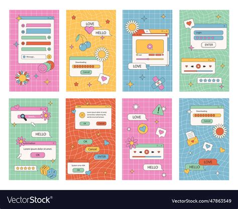 Retro Ui Post Template Royalty Free Vector Image