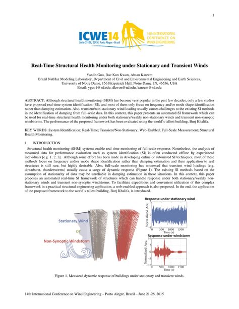 Pdf Real Time Structural Health Monitoring Under Stationary And Transient Winds