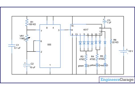 Traffic Light Signal Using 555 Timer In Astable Mode