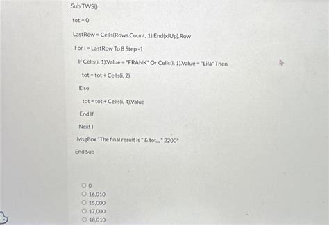 Solved The Following Excel Image Has A VBA Program See Chegg