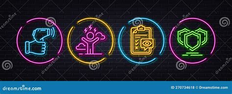 Difficult Stress Electronic Thermometer And Eye Checklist Minimal Line Icons For Web